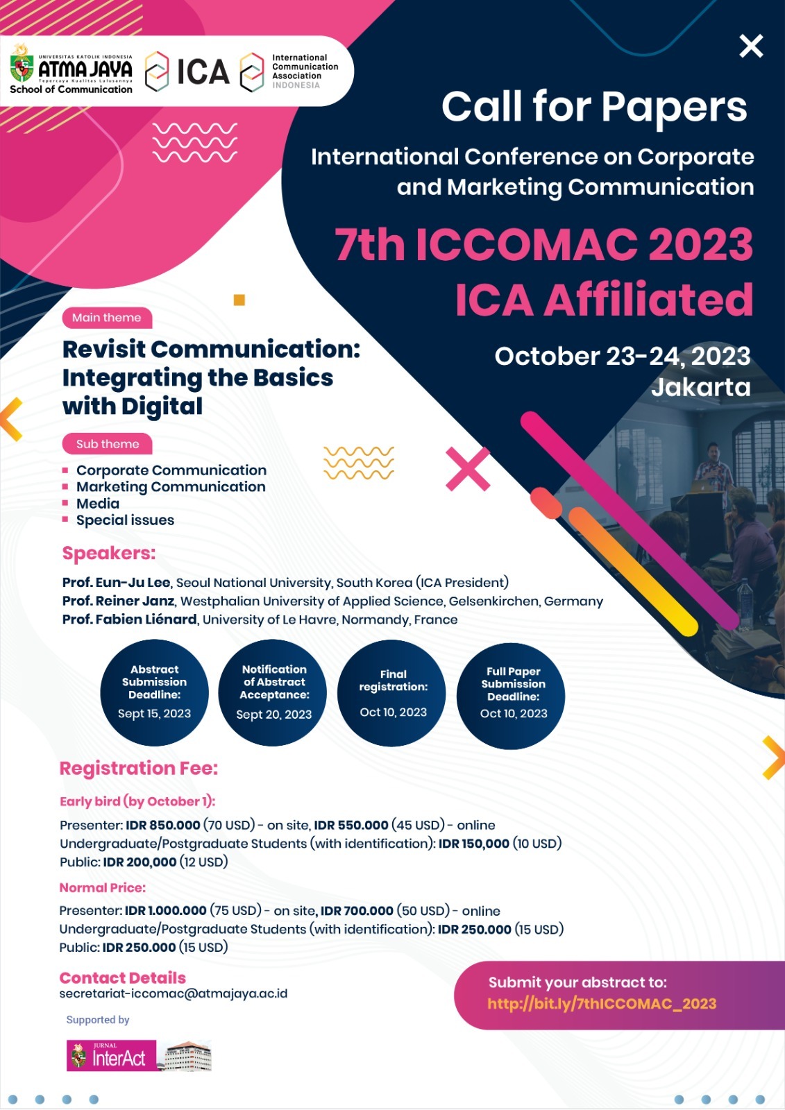 7th ICCOMAC 2023 - ICA Affiliated event. Theme: “Revisit Communication ...