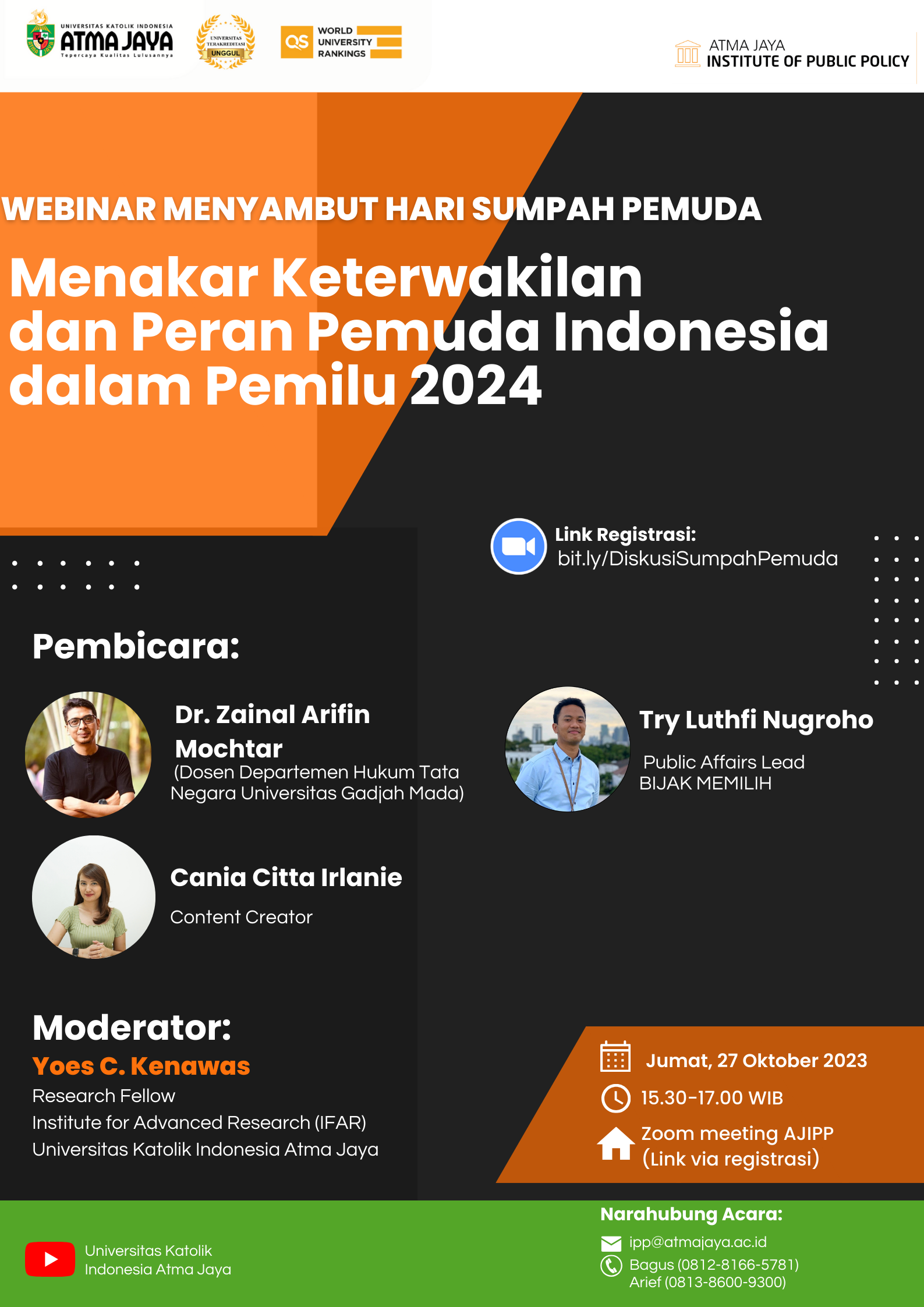 Webinar Menyambut Hari Sumpah Pemuda: Menakar Keterwakilan dan Peran Pemuda Indonesia dalam ...