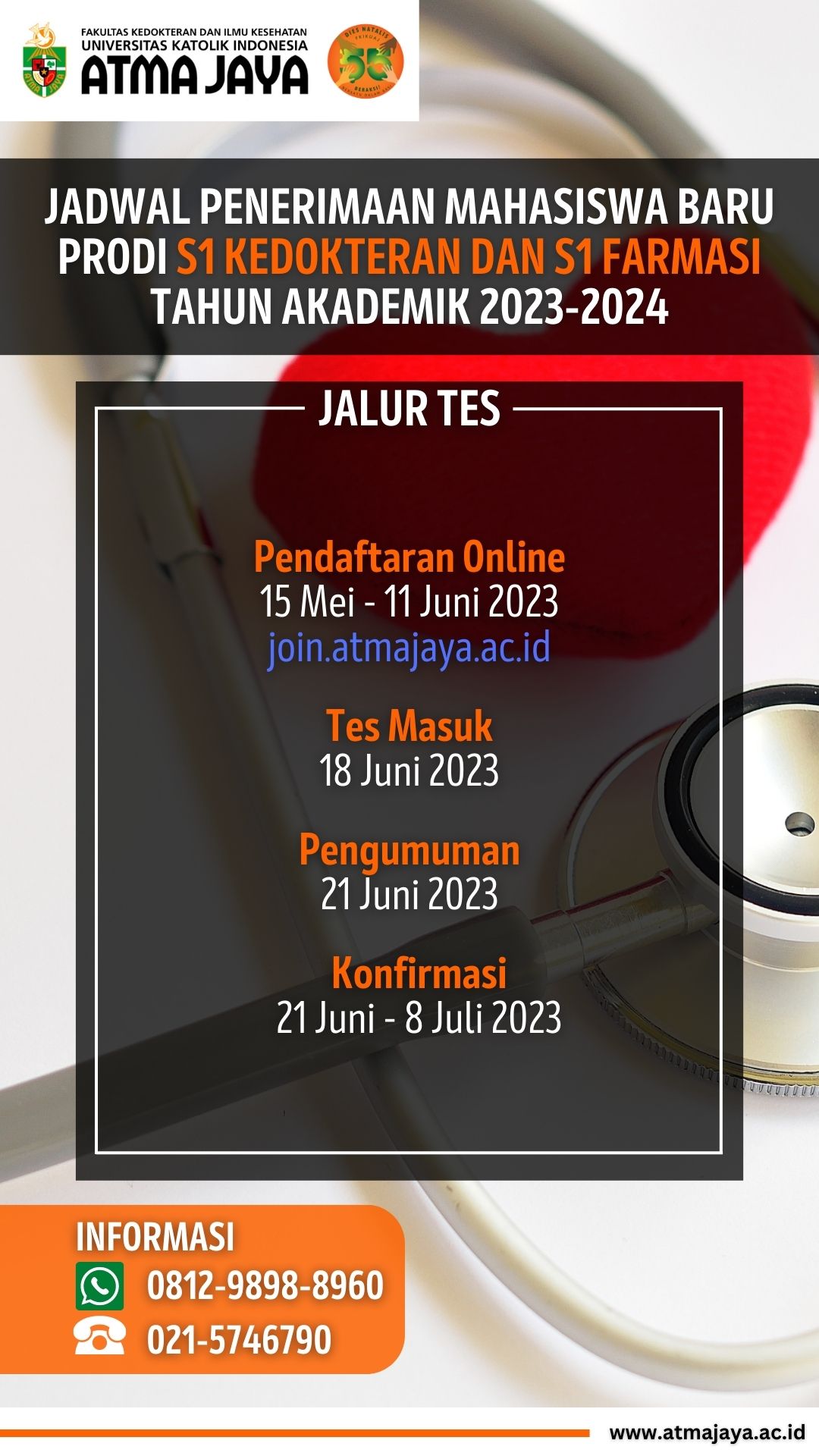 PENERIMAAN MAHASISWA BARU PRODI S1 KEDOKTERAN DAN S1 FARMASI PERIODE MEI - JUNI 2023